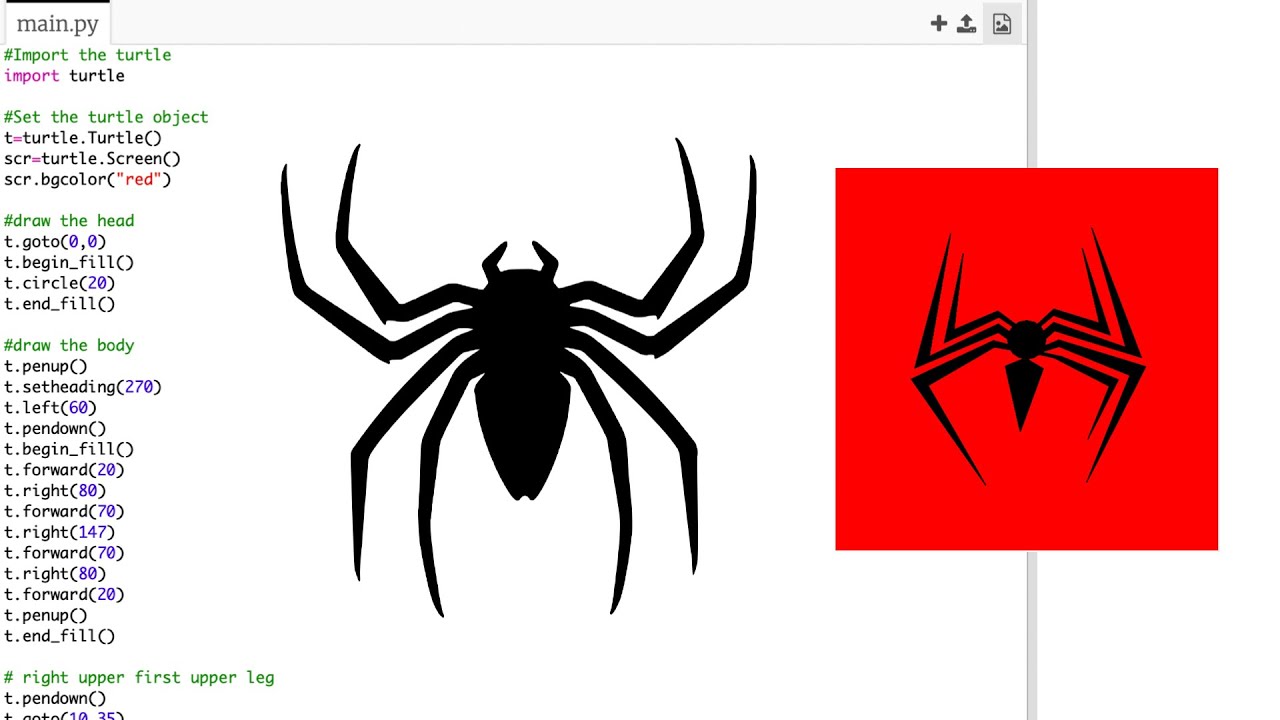 Draw Spider Man Logo Using Python Turtle Graphics Spider Logo Youtube
