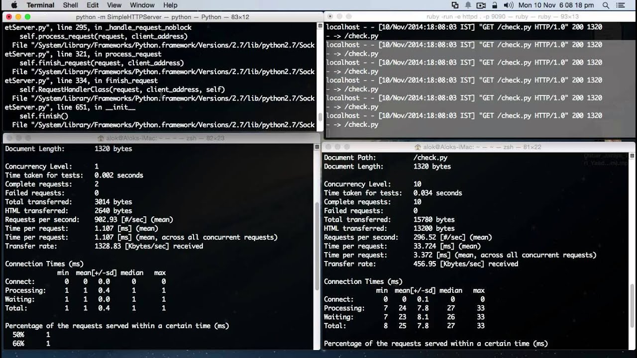 Testing Python Simplehttpserver And Ruby Webrick Inbuilt Server Youtube