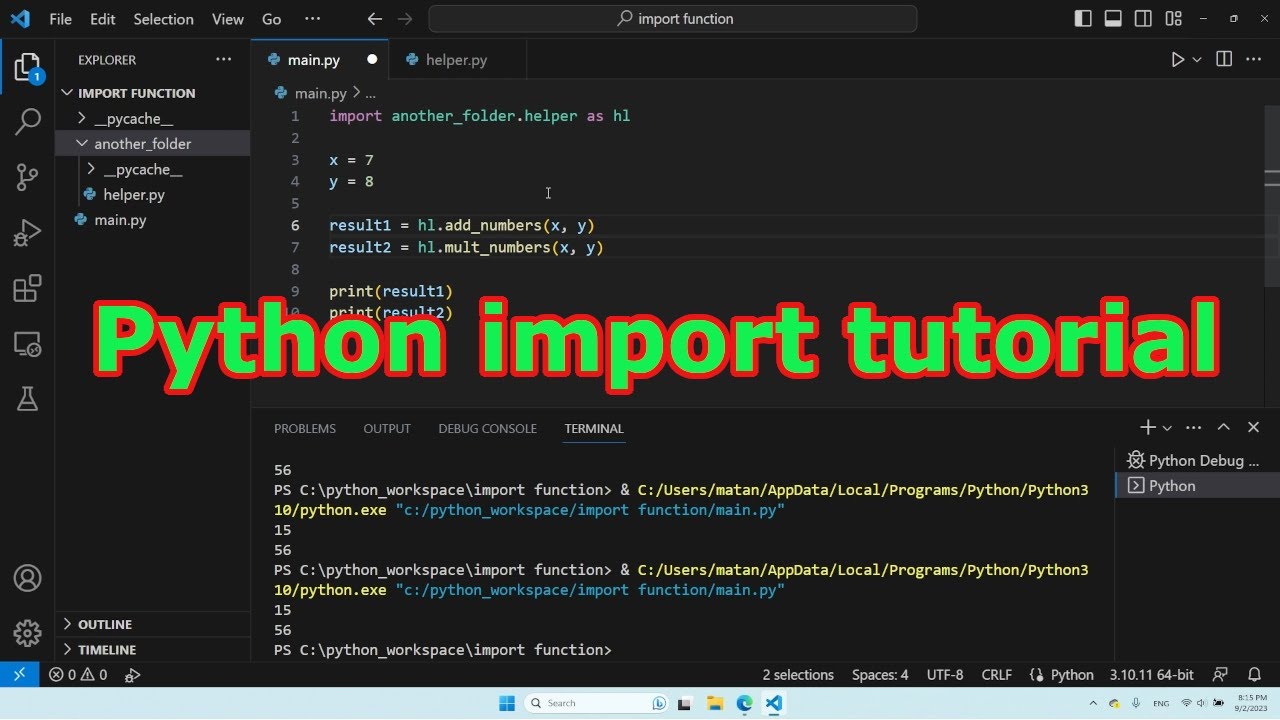 How To Import A Python Function From Another File Youtube