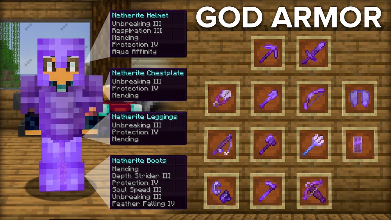 Best Enchantments For All Armor And Items In Minecraft Youtube