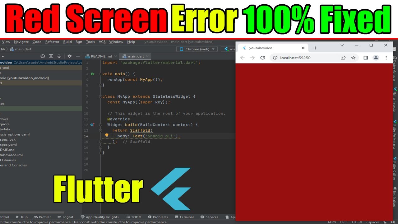 How To Resolve Red Screen Error Red Screen Error In Flutter Blank Screen Error In Flutter Eroppa