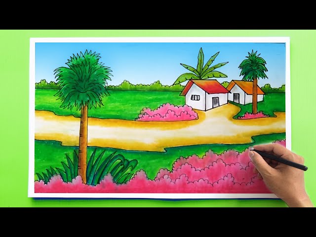 Scenery Drawing Easy Landscape Drawing Tutorial Drawing 59 Off