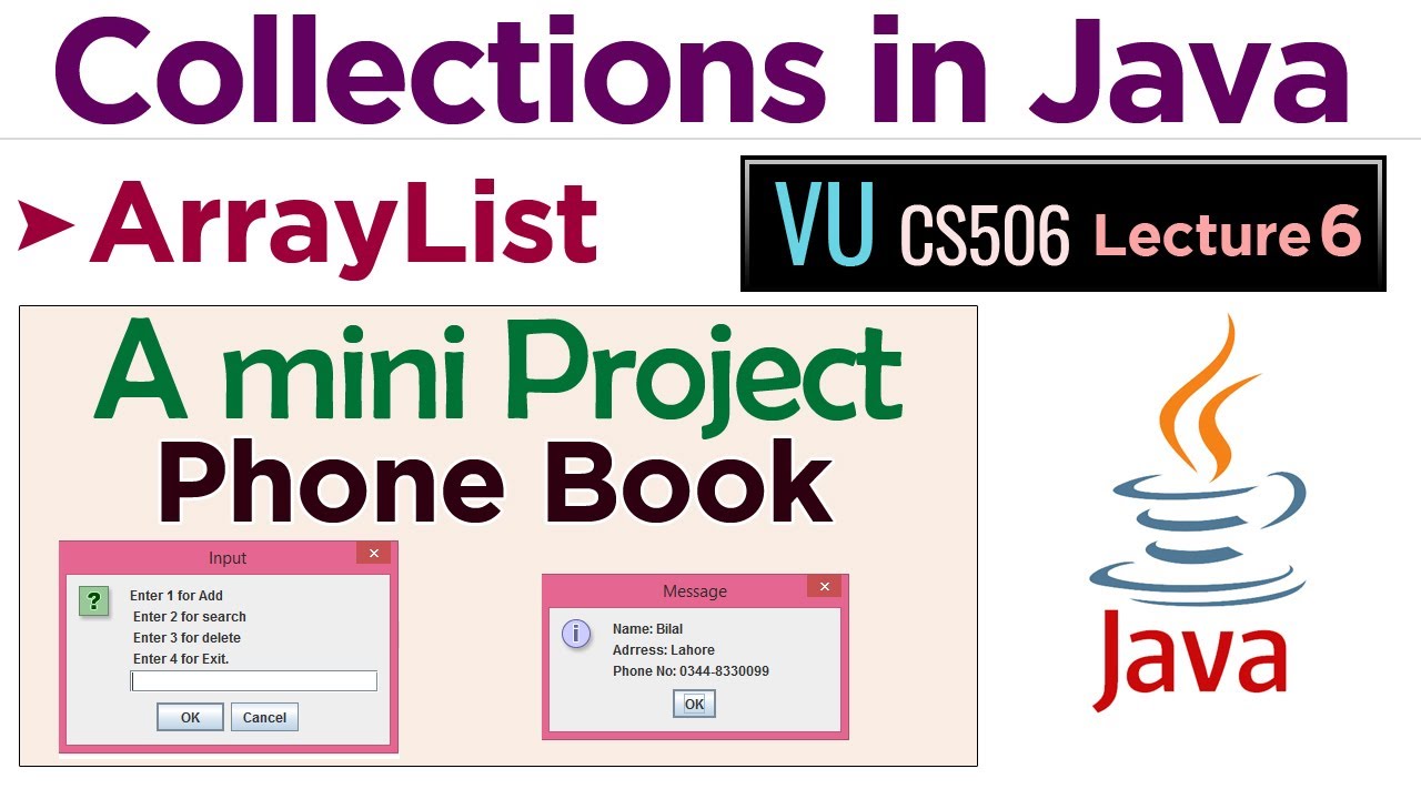 Collections In Java Arraylist A Mini Project Youtube