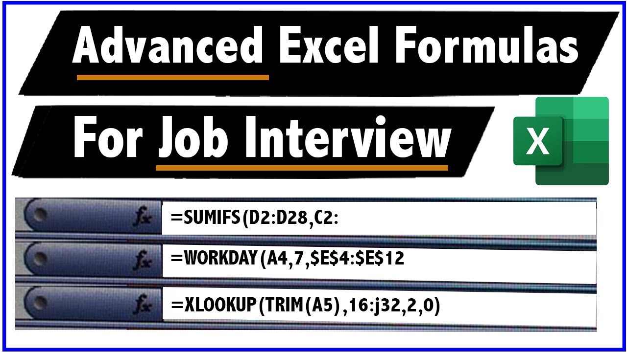 Advanced Excel Formulas For Job Interview Youtube
