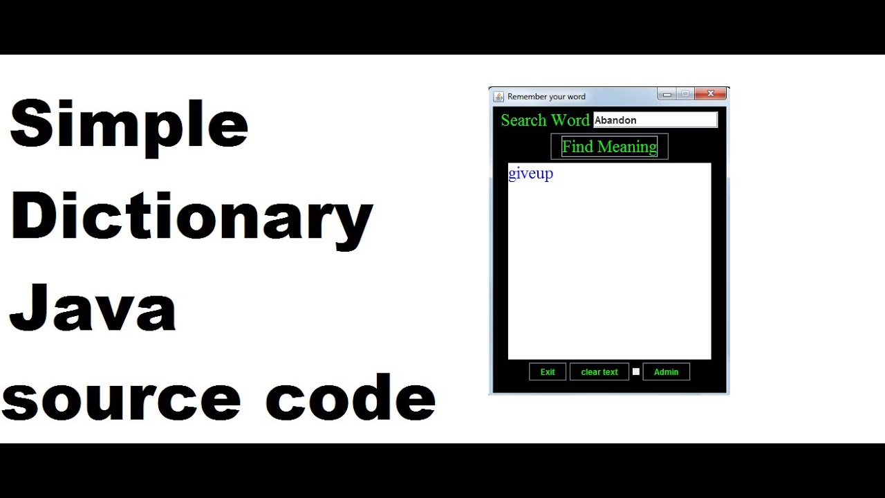 Simple Dictionary Using Java Swing Youtube