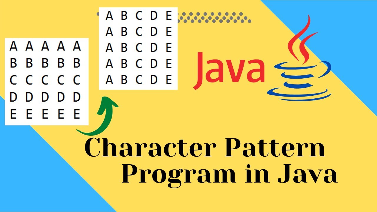 Character Pattern Program In Java Pattern Programs Tutorial Youtube