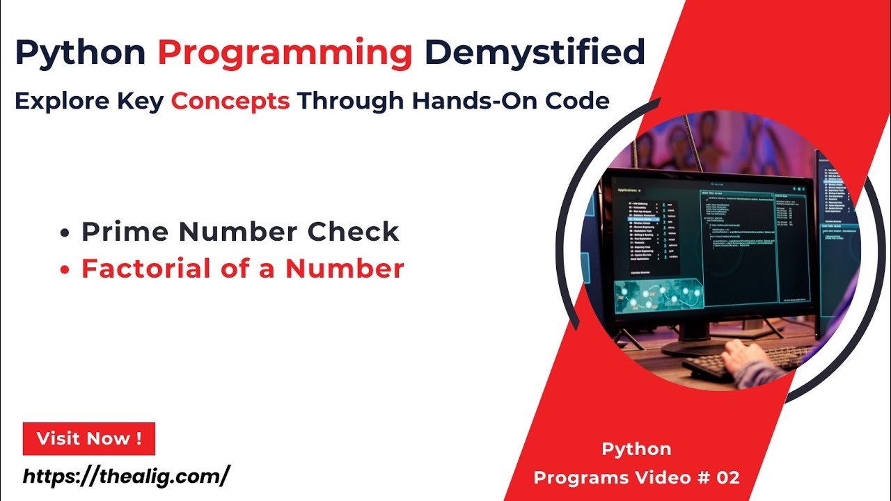 Python Programming Prime Number Check Factorial Calculation Youtube