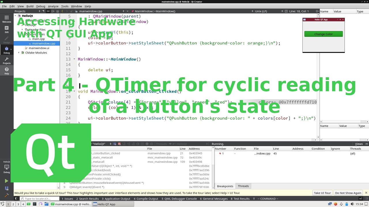 Accessing Hardware With Qt Gui App Part 4 Qtimer For Checking A