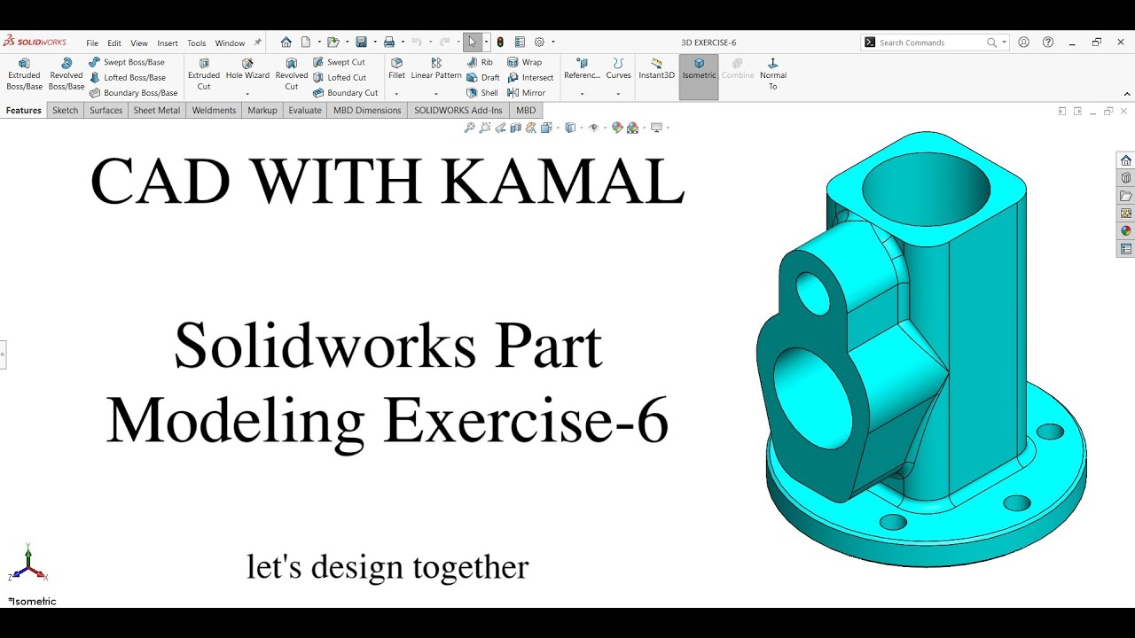 Solidworks Part Modeling Exercise 6 Solidworks Tutorial For Beginner