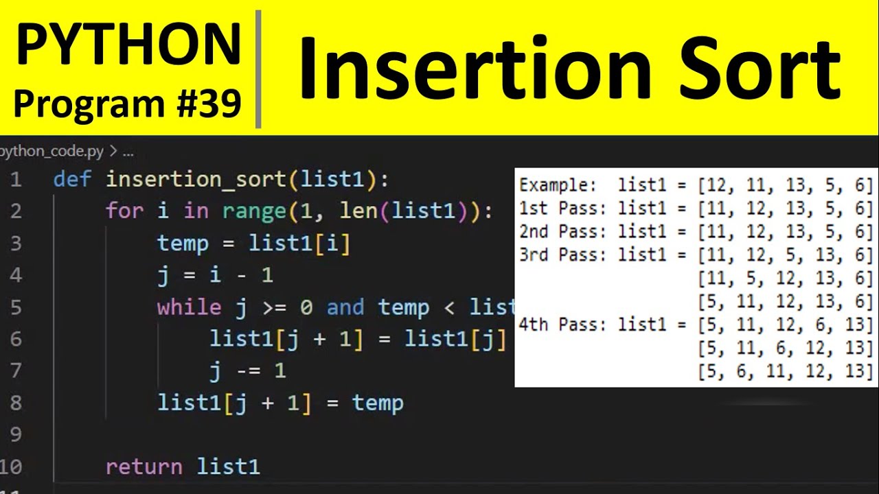 Insertion Sort In Python Explained With Example And Code - NBKomputer Insertion Sort In Python Explained With Example And Code - NBKomputer