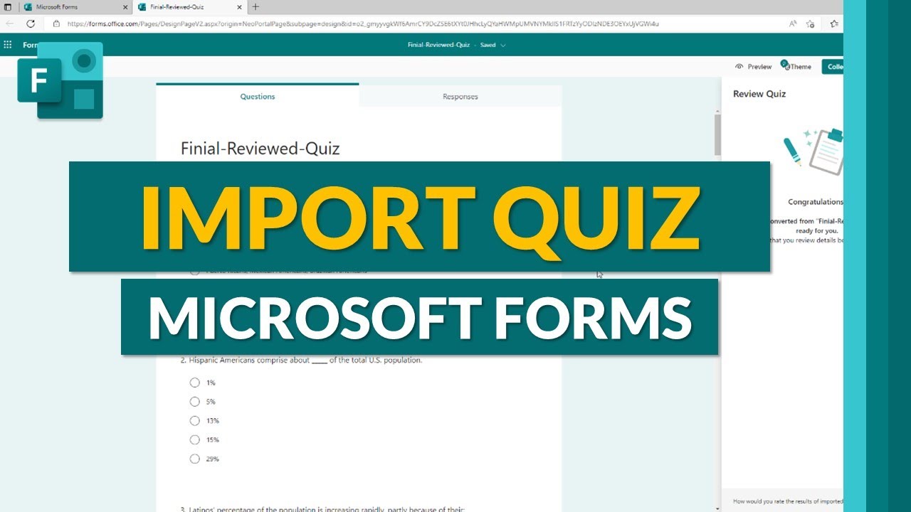 Microsoft Forms Quiz Convert A Pdf Or Word Document Into A Quiz Youtube