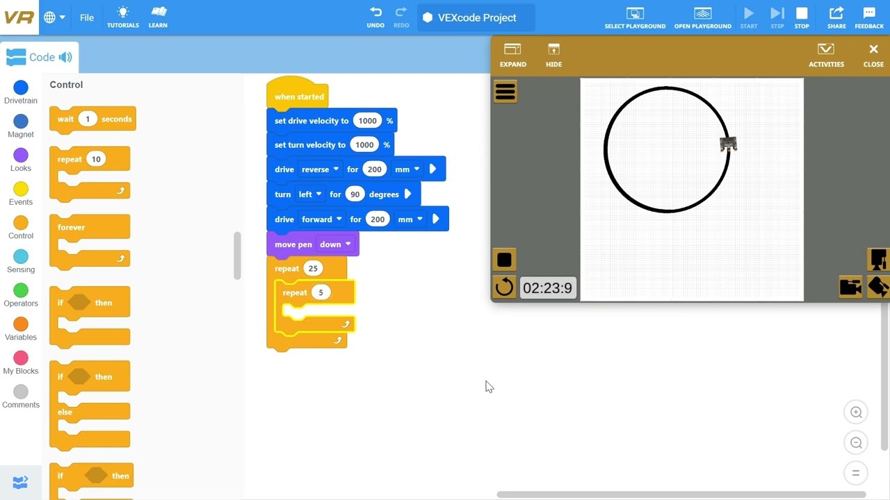 How To Draw A Circle In Vexcode Vr Youtube