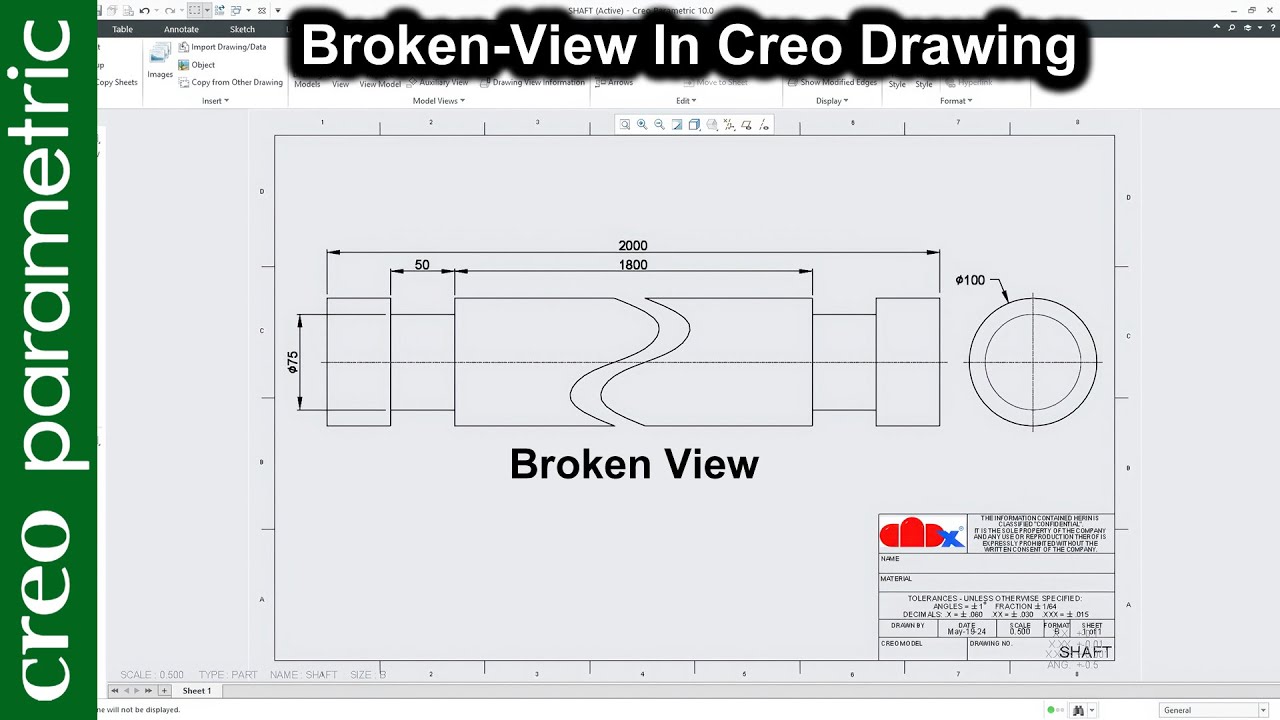 How To Create Broken View In Creo Drawing Break View In Creo