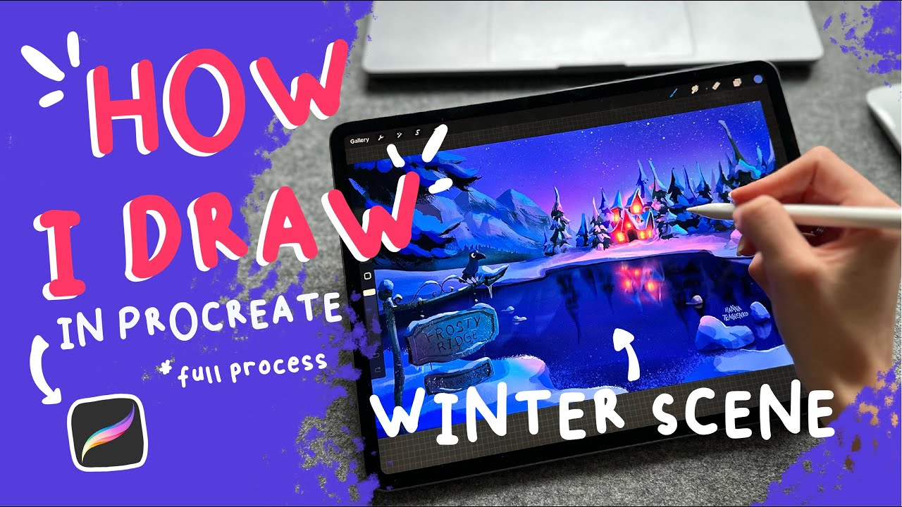 Full Digital Drawing Process In Procreate Winter Illustration Youtube