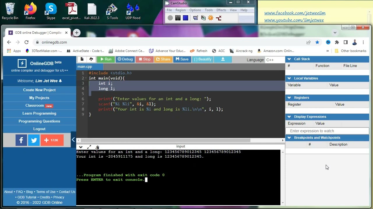 C Programming Integer Vs Long Integer Youtube