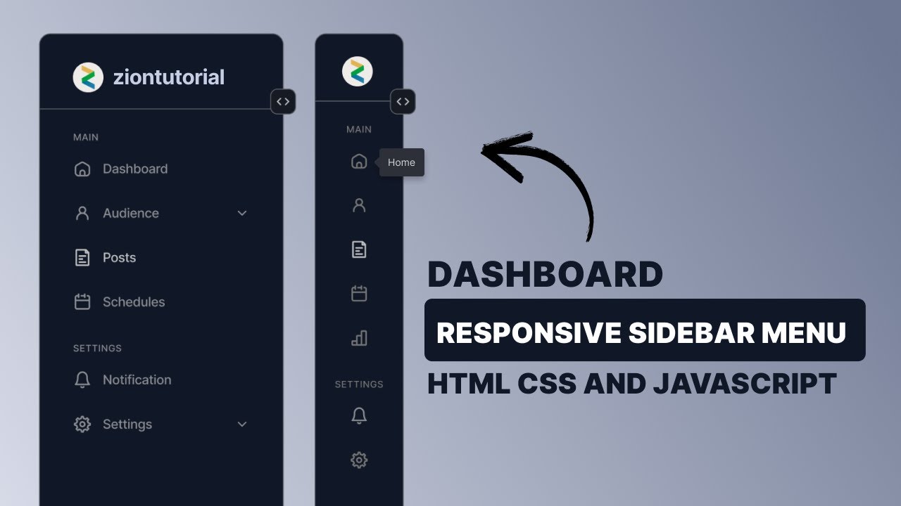Responsive Sidebar Menu In Html Css Javascript Beginner Mini