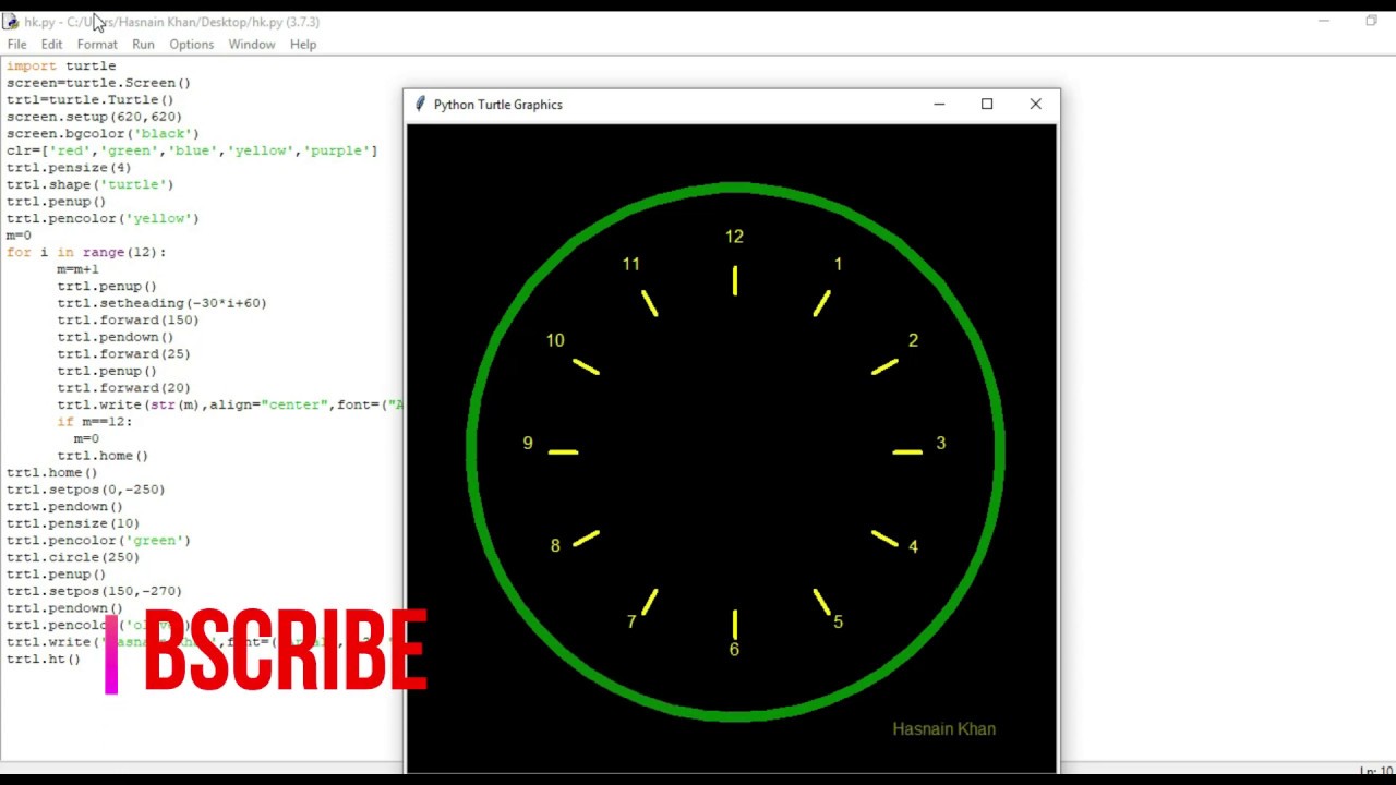 Analog Clock Using Turtle Graphics Youtube