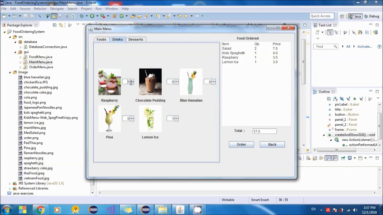 Food Ordering System Using Java Youtube