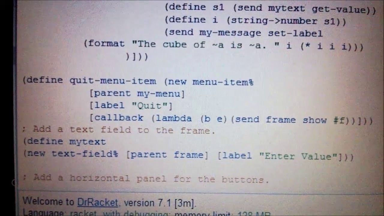 Racket Scheme Program Showing A Graphical User Interface Youtube