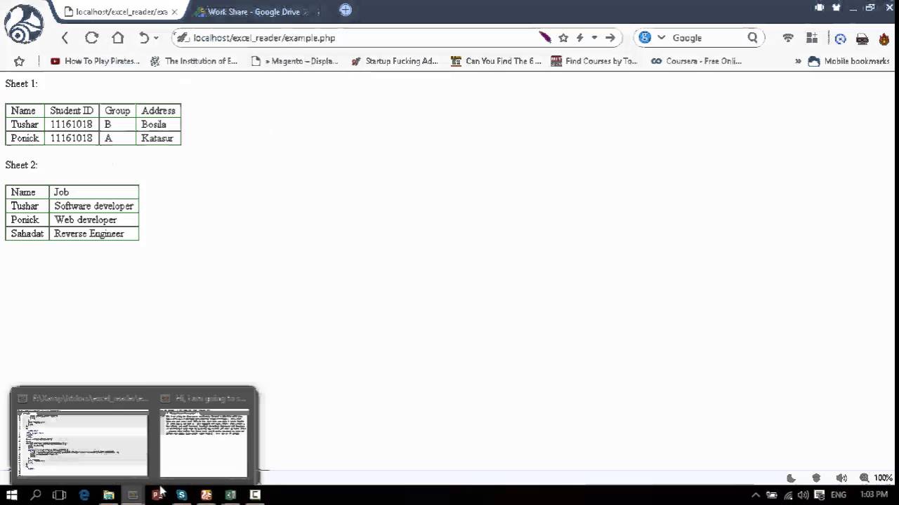 Reading Ms Excel File Using Php Youtube