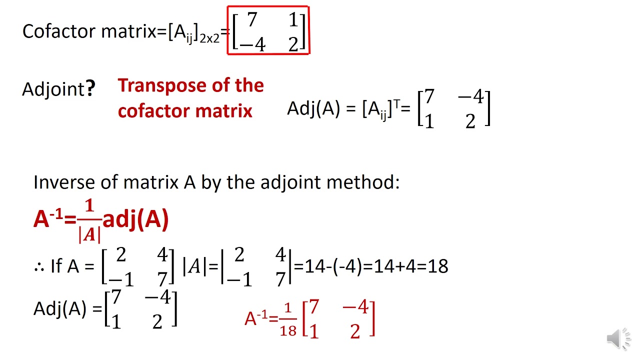 Adjoint Method Of Finding The Inverse Of A Matrix Youtube