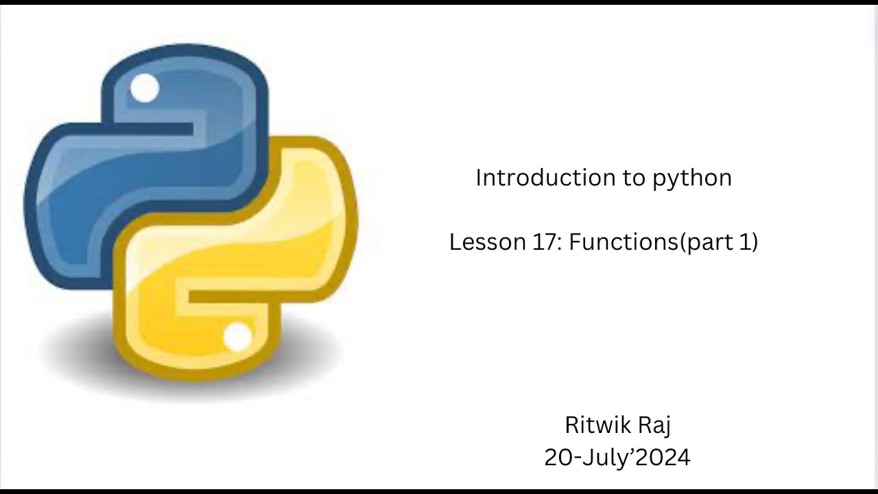 Lesson 17 Functions Part 1 Youtube