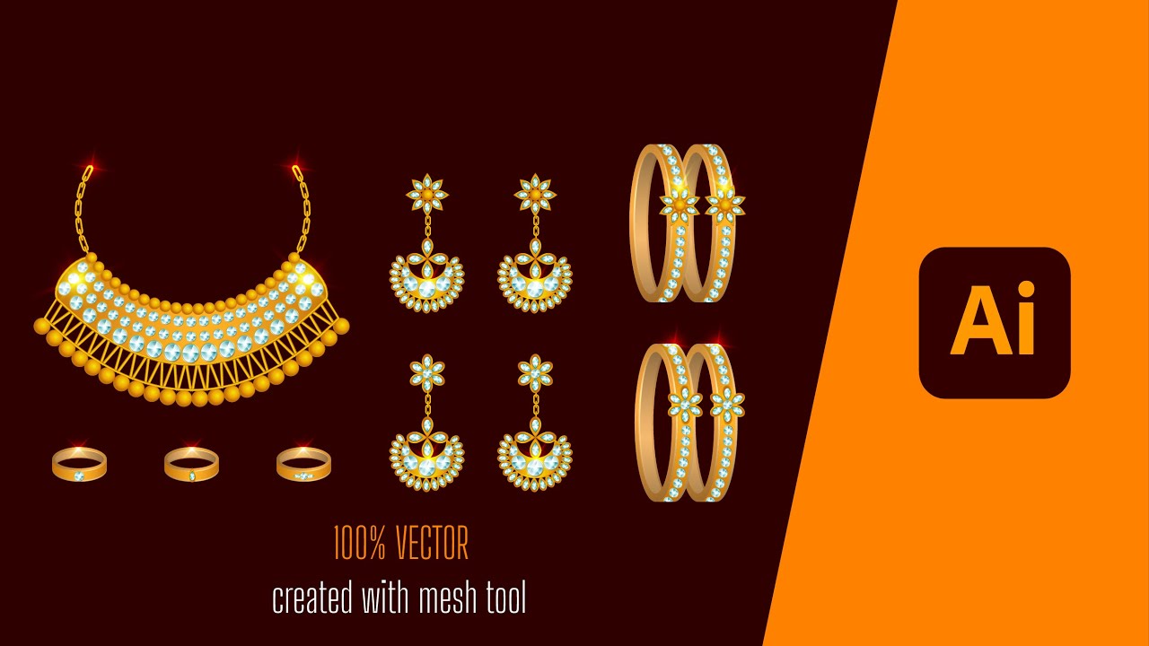 Realistic Vector Jewelry Set Created In Adobe Illustrator Not A