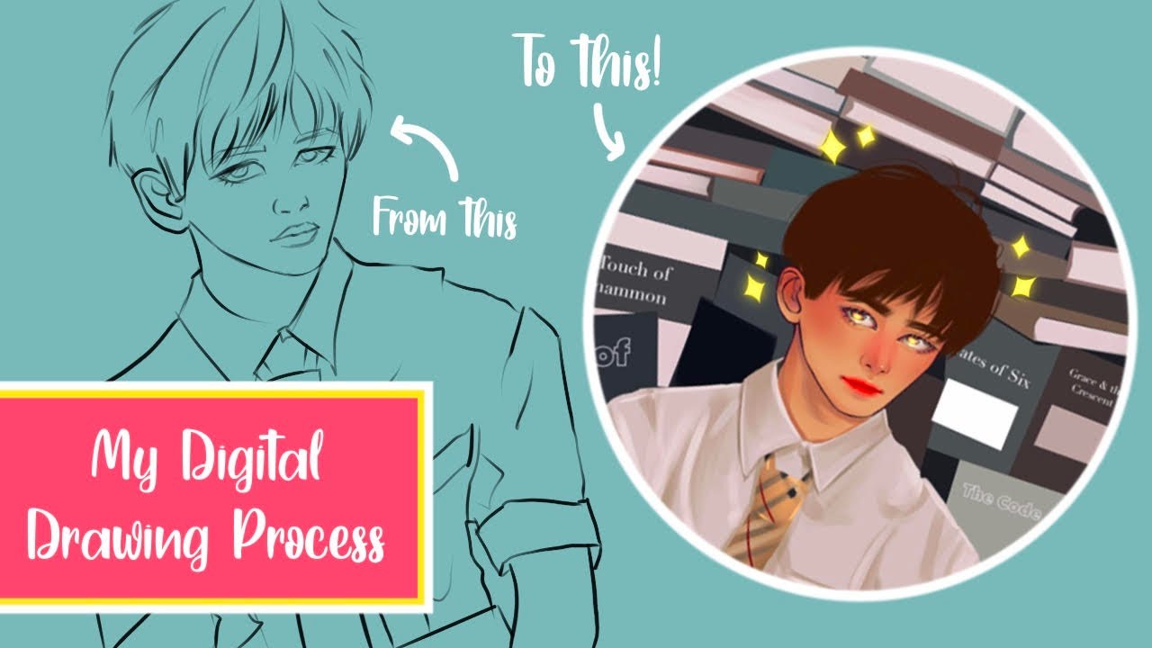 Full Digital Drawing Process Outdoor Bookstore Procreate