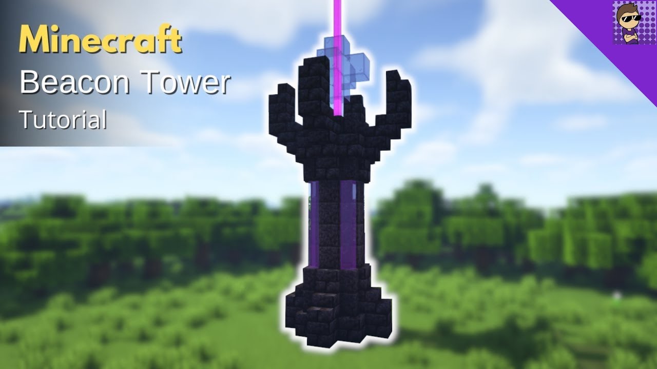Minecraft How To Build A Beacon Tower Beacon Design Tutorial Youtube