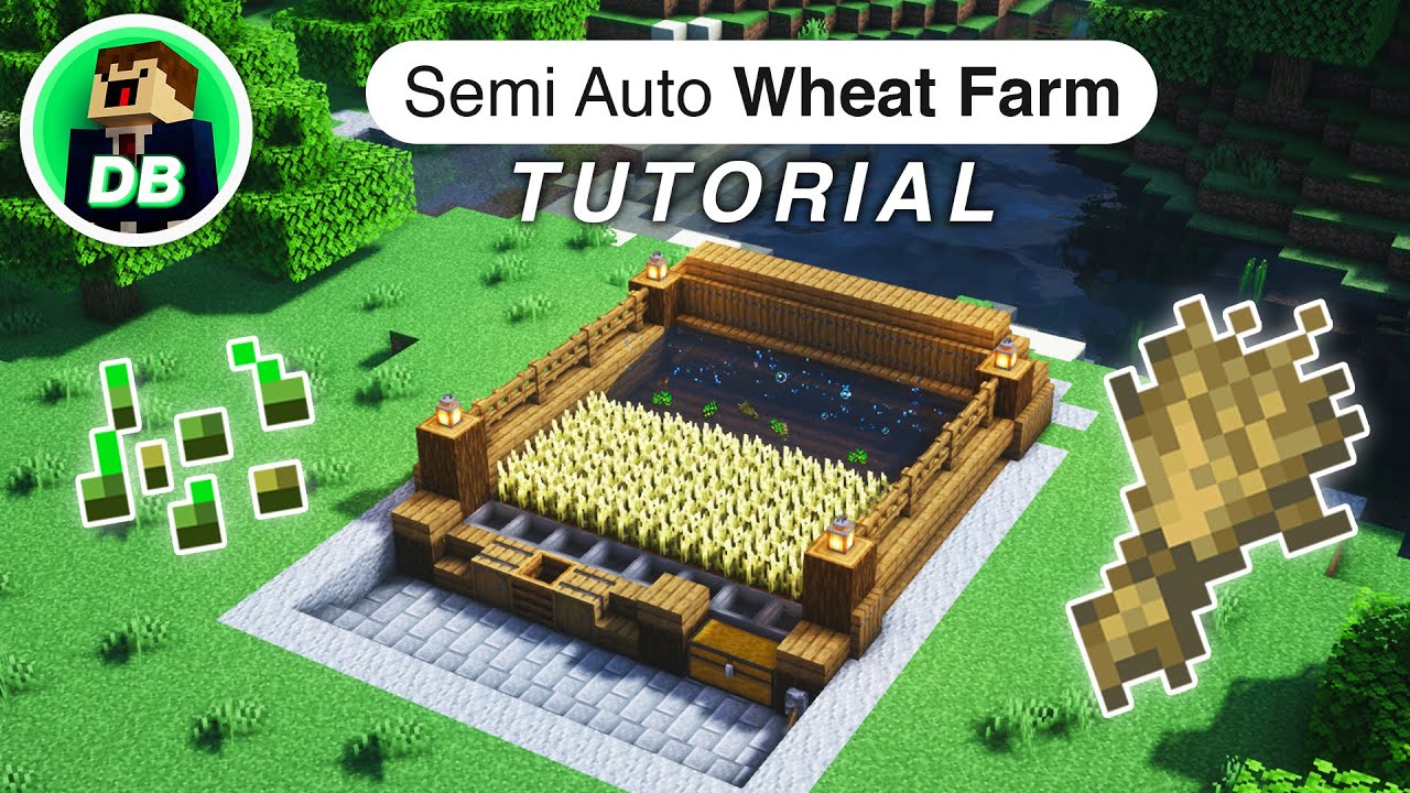 Minecraft Semi Auto Wheat Farm Tutorial Easy How To Build 1 17 Youtube