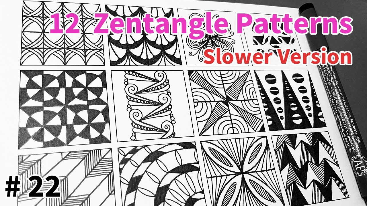 12 Zentangle Patterns Tutorial Step By Step For Beginners 22 12