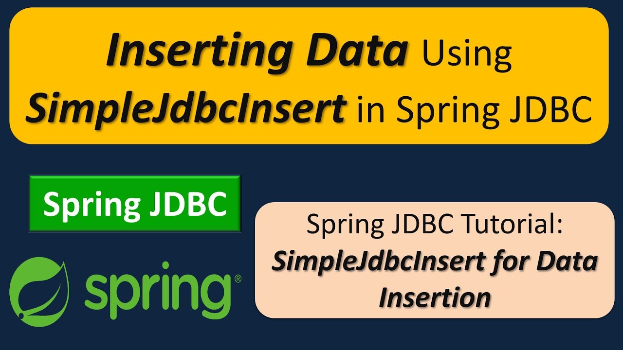 Inserting Data Using Simplejdbcinsert In Spring Jdbc Spring Jdbc