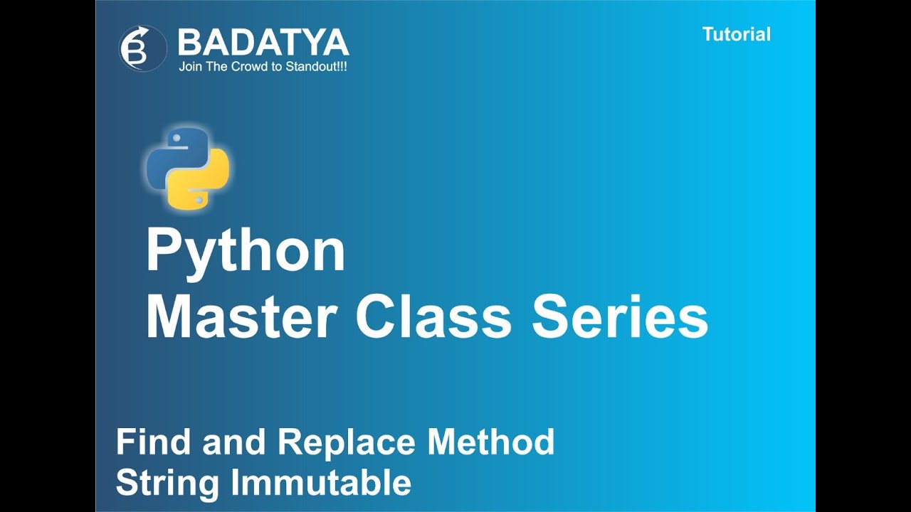 Python Tutorial In Hindi Find And Replace Method String Immutable