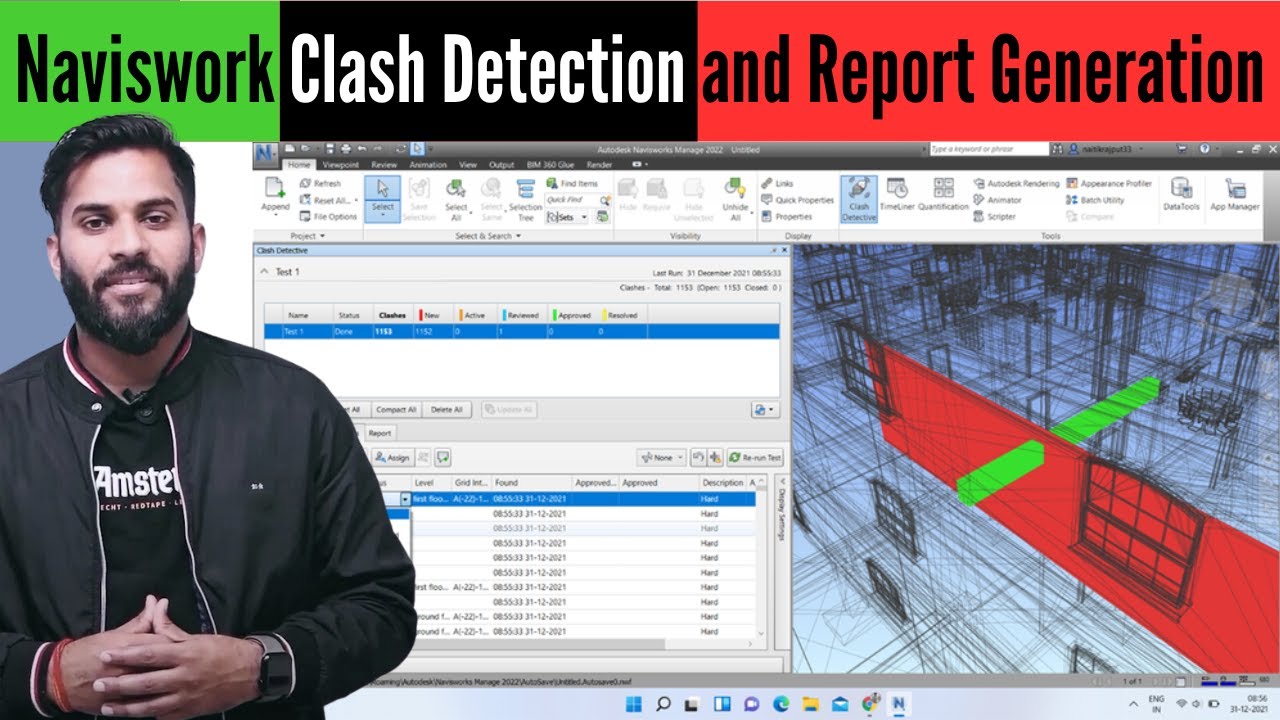 Naviswork Clash Detection And Report Generation Youtube