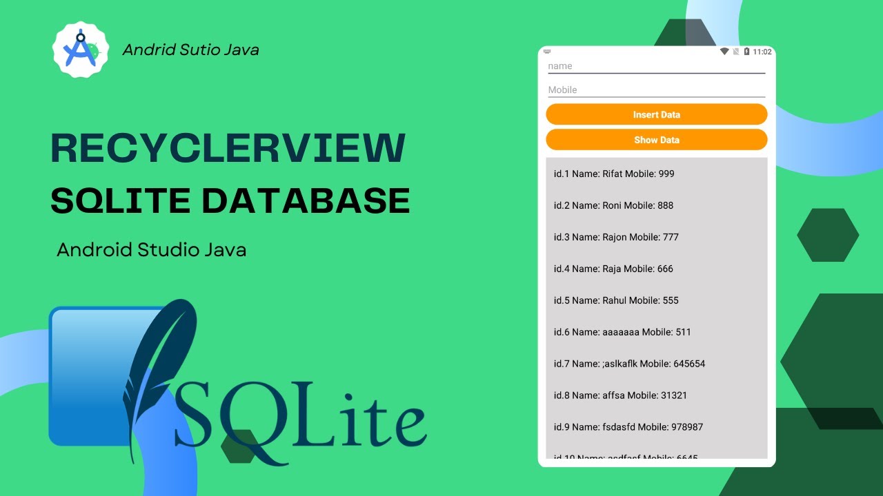 Sqlite Database Data View In Recyclerview In Android Studio Java