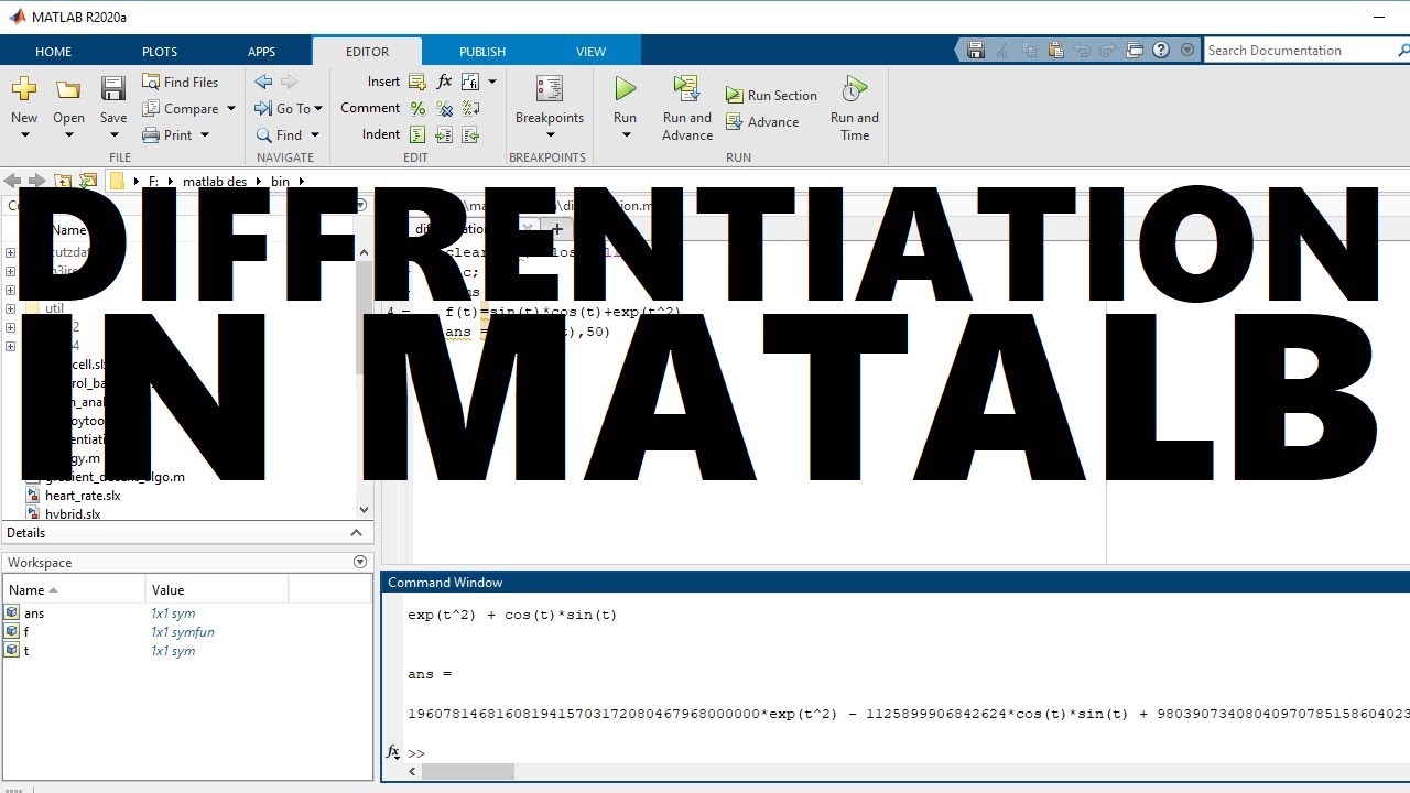 10 Differentiation Using Matlab Youtube
