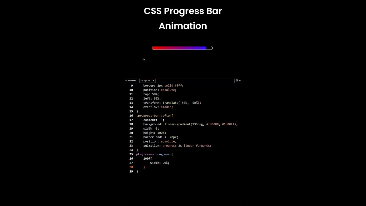 Css Progress Bar Animation Shorts Youtube