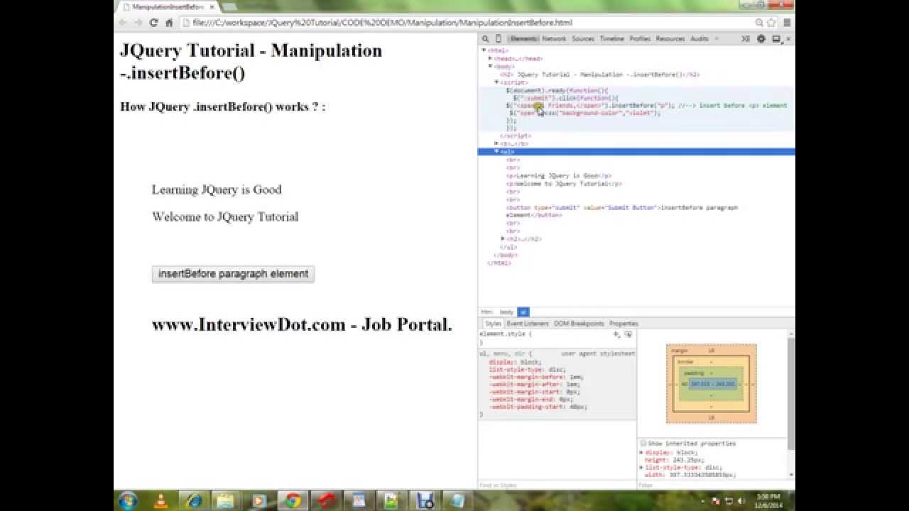 Insertbefore Method Jquery Demo Youtube
