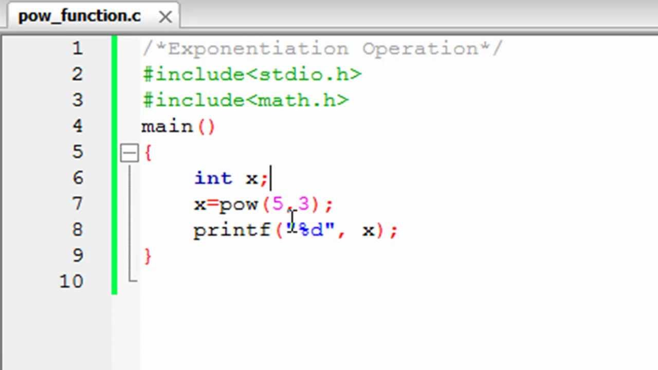 C Programming Tutorial 10 The Pow Function Youtube