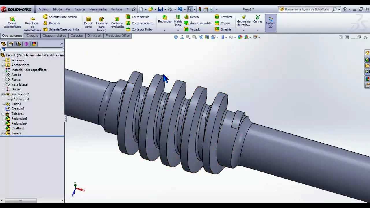 Eje Tornillo Sinfin Con Solidworks Parte 3 Youtube