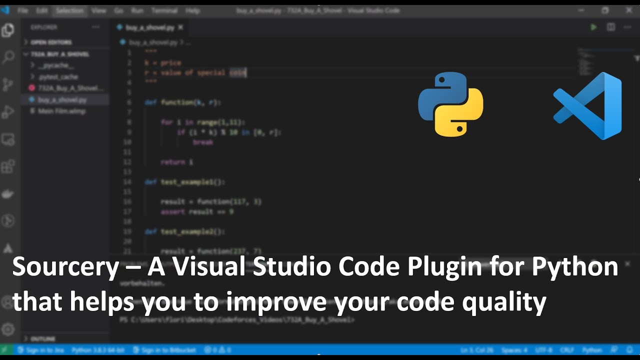 Sourcery A Ide Plugin For Python To Improve Your Code Quality Youtube