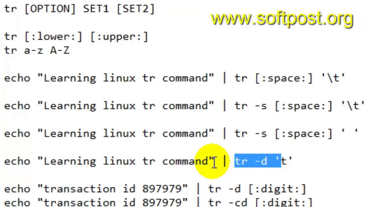 Tr Command Examples In Unix Youtube