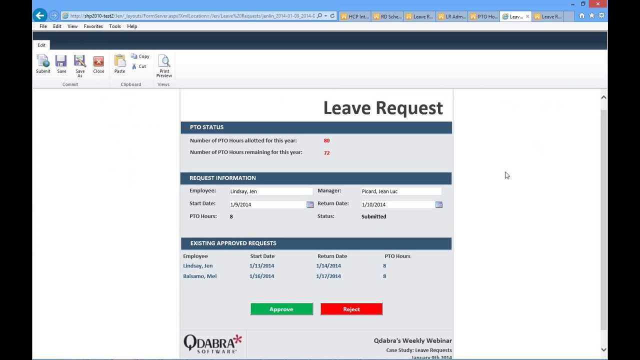Infopath Sharepoint Leave Request Forms Jan 9 2014 Webinar Youtube