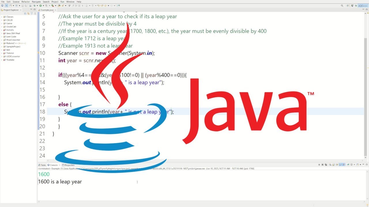 Leap Year Java How To Tutorial Youtube