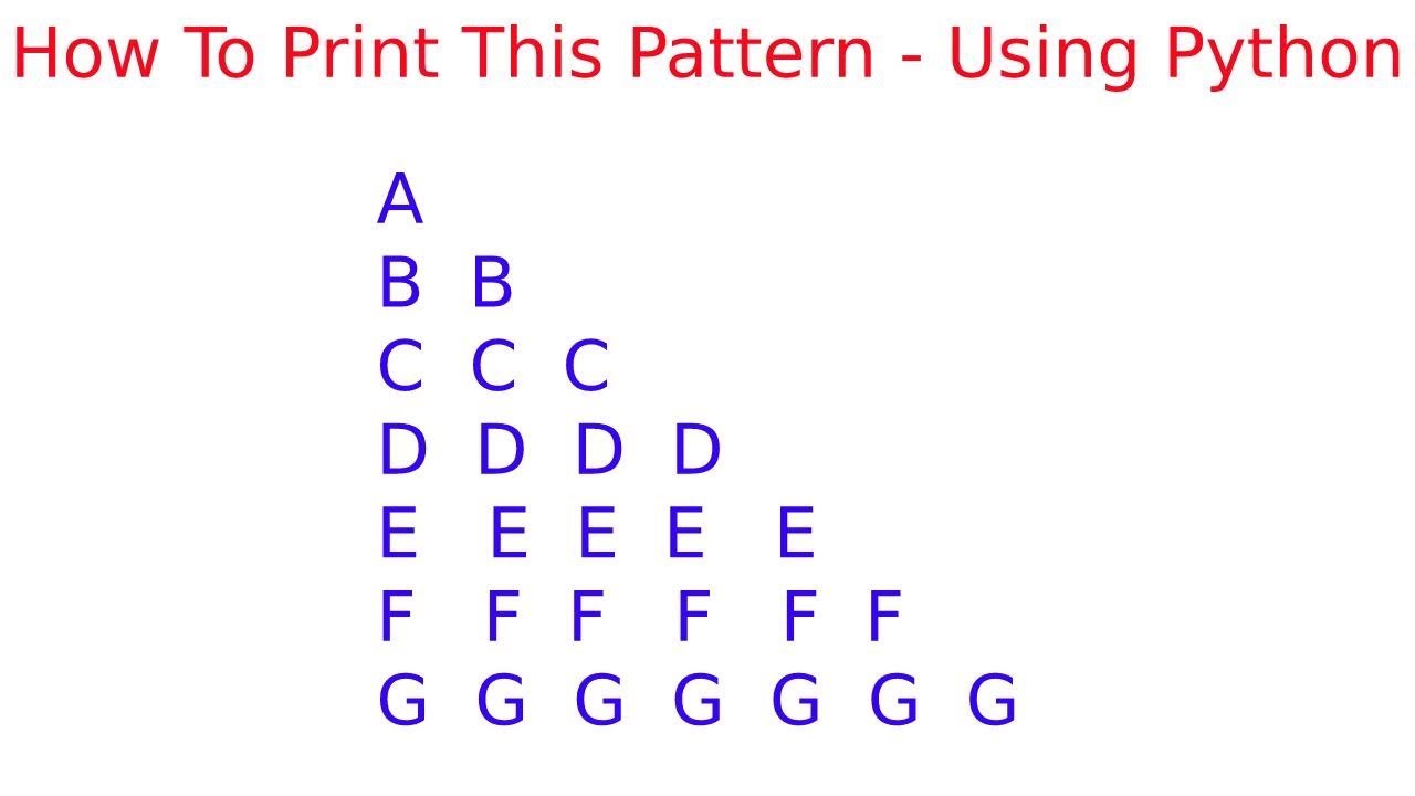 5 Print Alphabets And Letters Pattern In Python Python Pattern