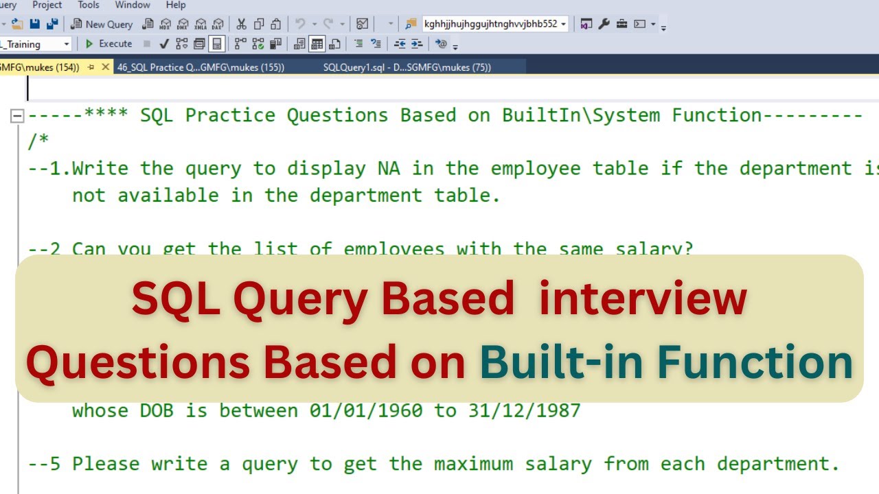 46 Sql Query Based Interview Questions Based On Built In Function