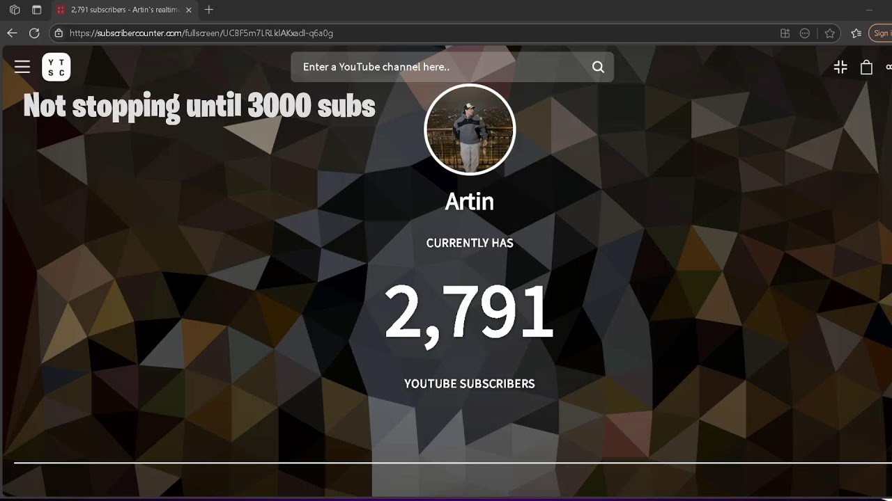 Live Subscriber Count Not Stopping Until 3000 Youtube
