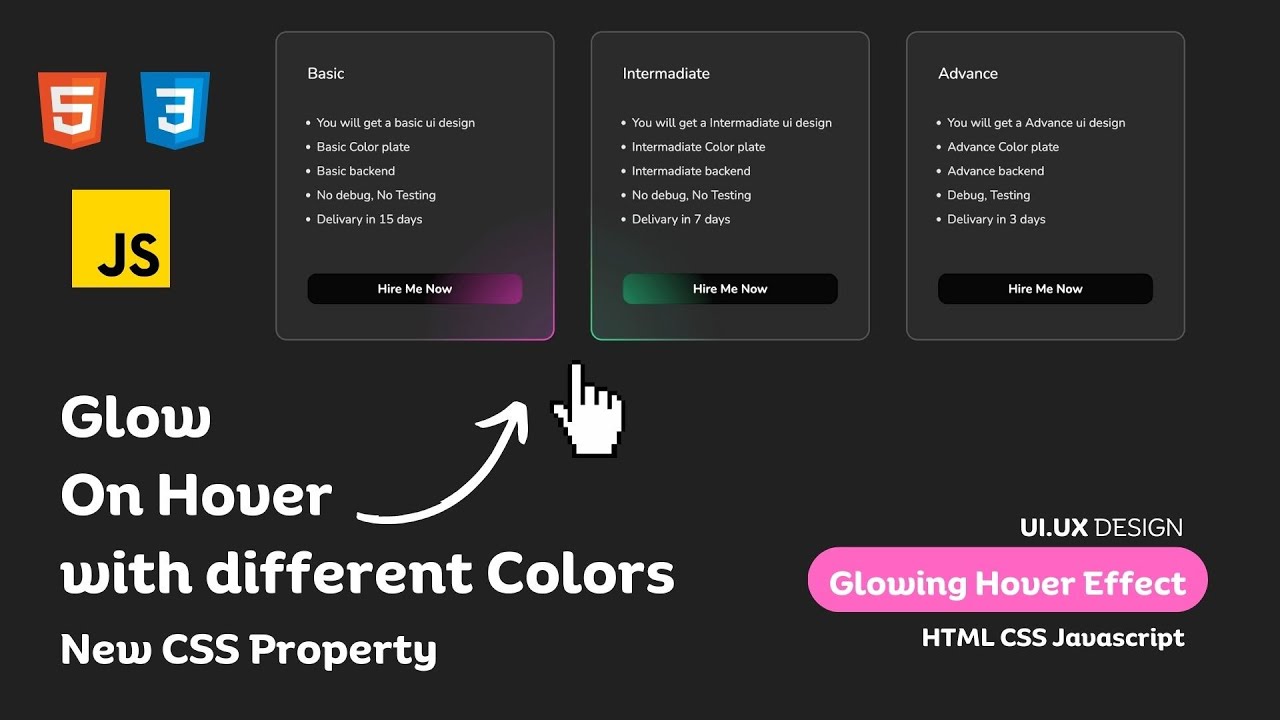 Css Glowing Hover Effect Html Css Javascript Hello Dev Youtube