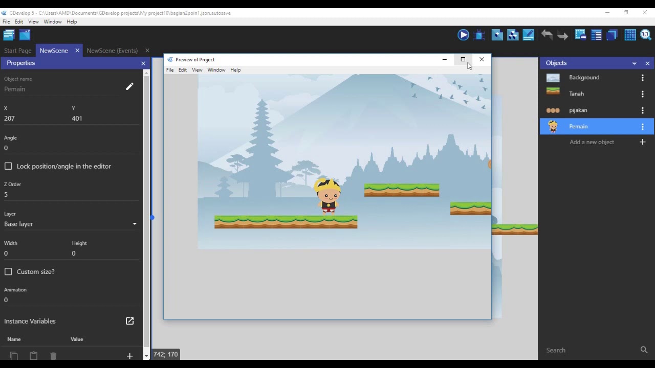 Tutorial Membuat Game Dengan Gdevelop Memberikan Fungsi Dan Perintah