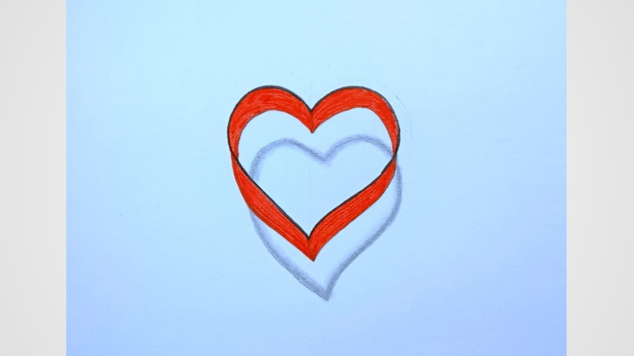 How To Draw 3d Heart For Beginners Easy Steps Art Video Youtube